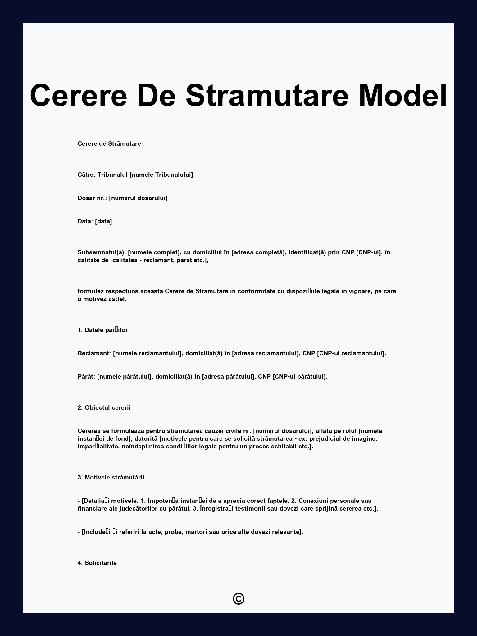 Cerere De Stramutare Model