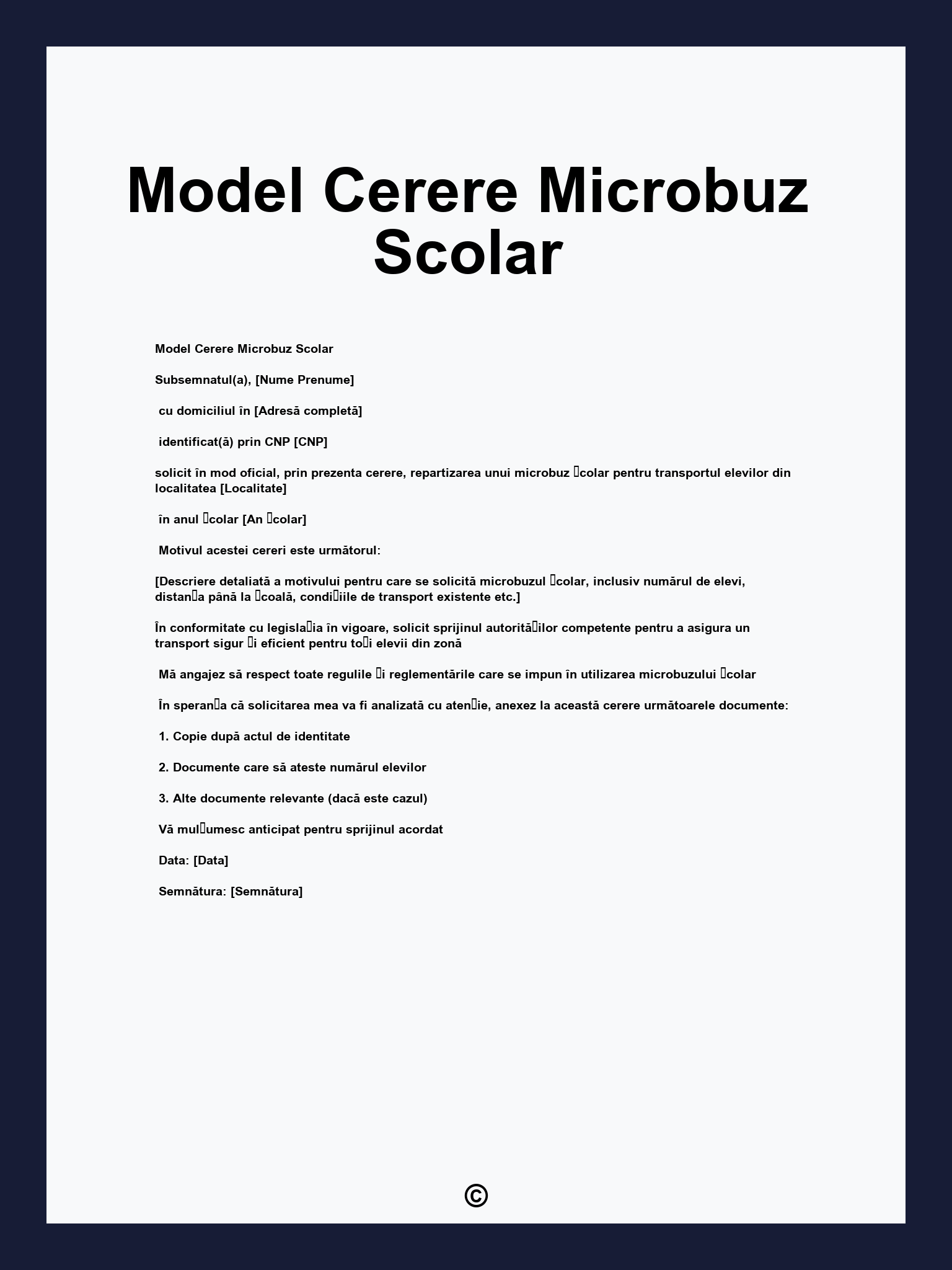 Model Cerere Microbuz Scolar