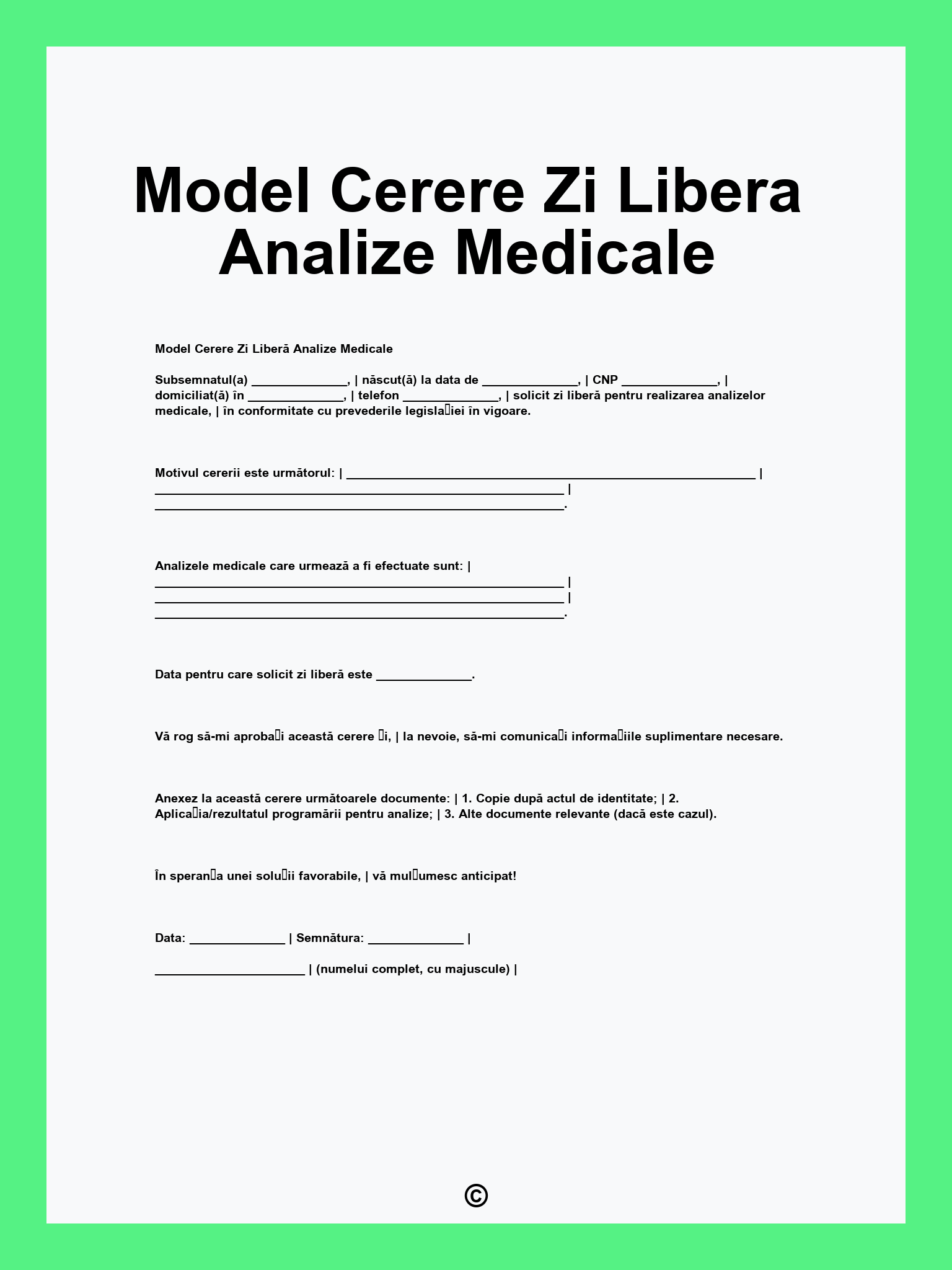 Model Cerere Zi Libera Analize Medicale