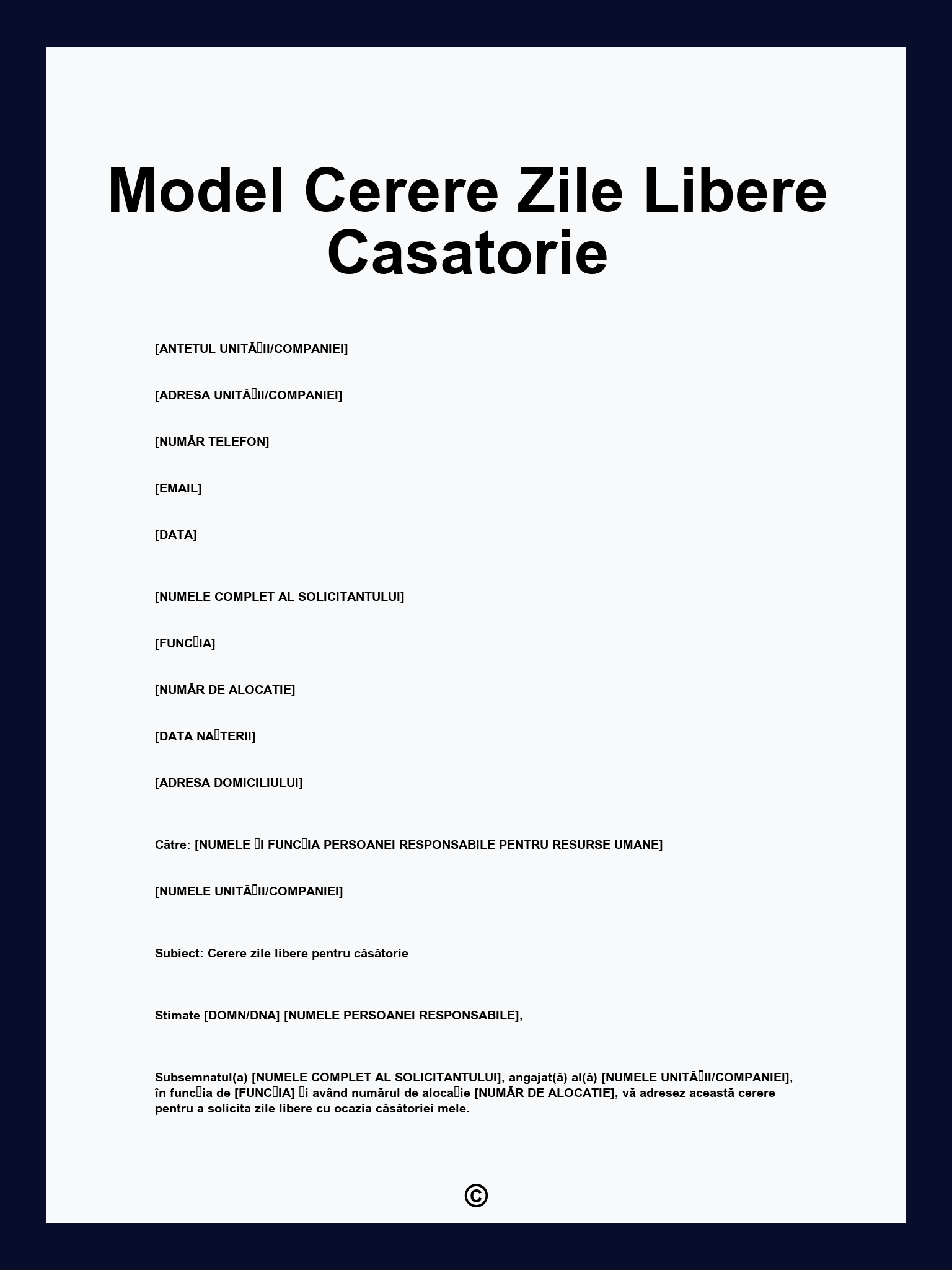 Model Cerere Zile Libere Casatorie